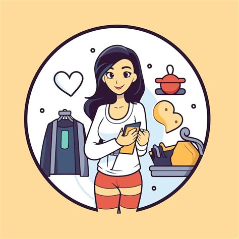 Premium Vector Young Woman Using Mobile Phone Vector Illustration In A Flat Style
