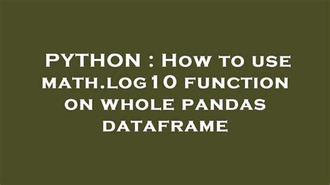 Изучаем мощь Log10 в Python