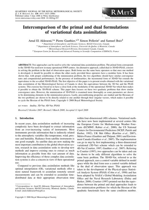 Pdf Intercomparison Of The Primal And Dual Formulations Of