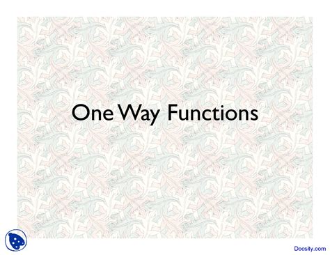 one way functions cryptography lecture slides docsity