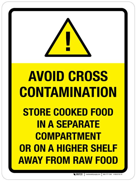 Avoid Cross Contamination With Hazard Icon Portrait Wall Sign