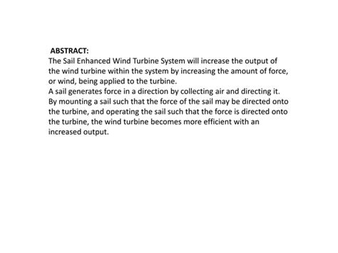 Sail Enhanced Wind Turbine Patent Application Description Ppt