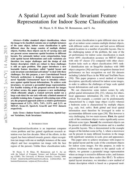 PDF A Spatial Layout And Scale Invariant Feature Representation For Indoor Scene Classification
