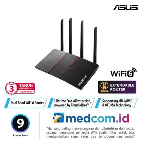 Promo Asus Rt Ax55 Dual Band Wifi 6 Ax1800 Wireless Router With Aimesh