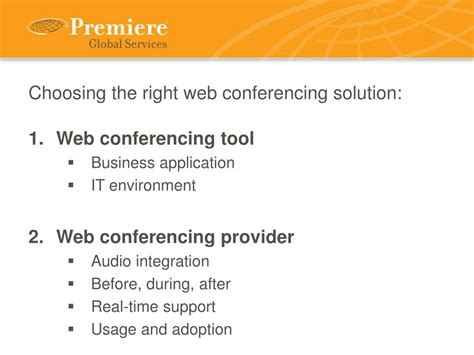 Ppt Making The Right Choice Matching The Right Web Conferencing Tool To Your Communication