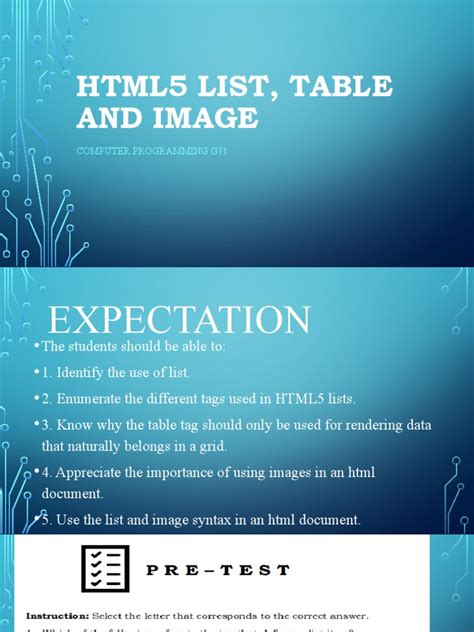 Computer Programming Gr 11 Html5 List Table And Image Pdf Html