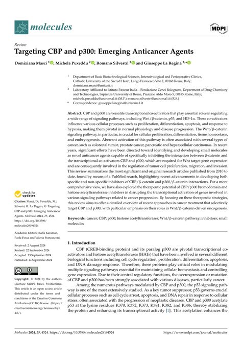 Pdf Targeting Cbp And P300 Emerging Anticancer Agents