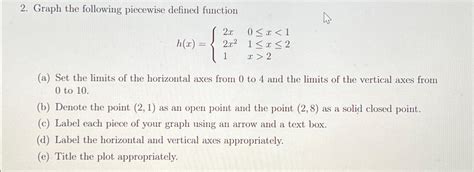 Solved Graph The Following Piecewise Defined