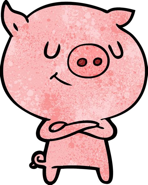 Cerdo Feliz De Dibujos Animados 12547761 Vector En Vecteezy
