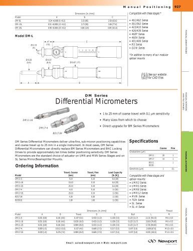 Dm Series Differential Micrometers Micro Controle Spectra Physics