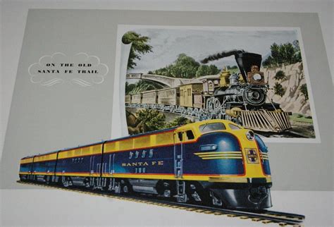 Vintage 1940s 50s Santa Fe Railroad Diesel Train Engine Print