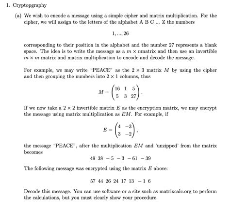 Solved Cryptopgraphy A We Wish To Encode A Message Using A Chegg Com