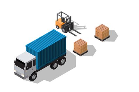 효율적인 창고 관리의 흰색 배경 개념에 격리 된 지게차팔레트와 랙에 상품이 저장되는 등색 벡터 일러스트 웨어하우스 개념에 대한 스톡 벡터 아트 및 기타 이미지 Istock