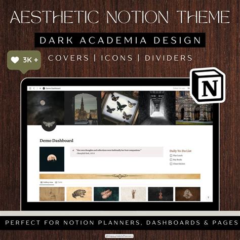Dark Academia Aesthetic Notion Customization Bundle Notion Icons