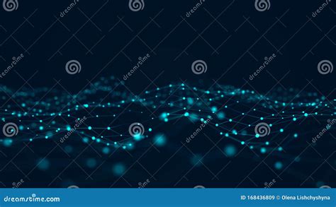 Futuristic Abstract Mesh Wave With The Connection Of Luminous Points And Lines 3d Rendering