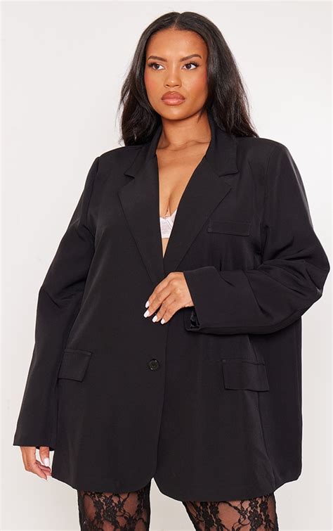 Plus Black Oversized Structured Blazer Plus Size Plt Ire