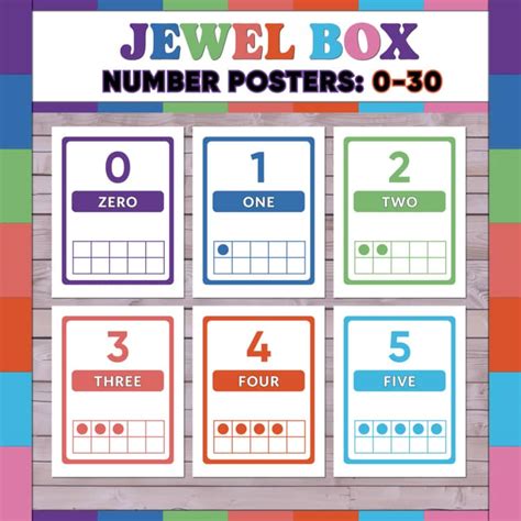 Number Visuals With Counters In Jewel Box Printable Classroom Display