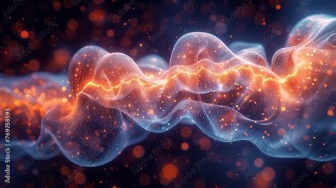 A Digital Representation Of Undulating Waves Illuminated With A Fiery