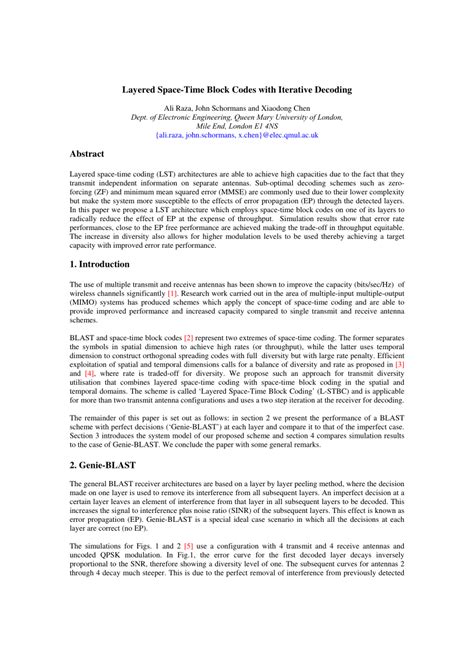 Pdf Layered Space Time Block Codes With Iterative Decoding