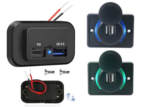 Врезная юсб Usb Qc 3 0 Pd Type C зарядка в прикуриватель вольтметр 80 грн Інші автоаксесуари