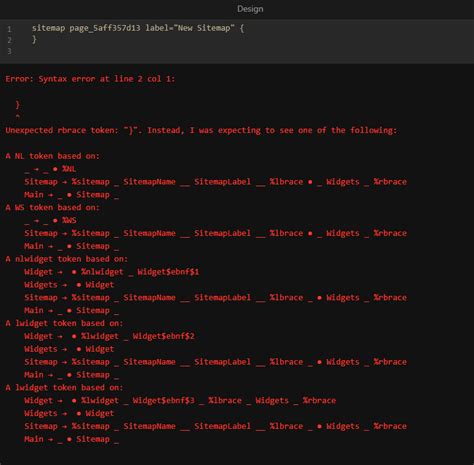 Create Sitemap Unable To Use Code Editor Due To Error Message
