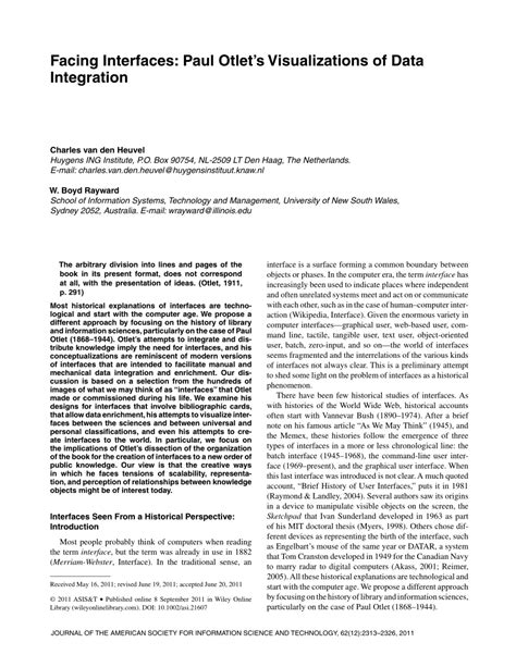 Pdf Facing Interfaces Paul Otlets Visualizations Of Data Integration