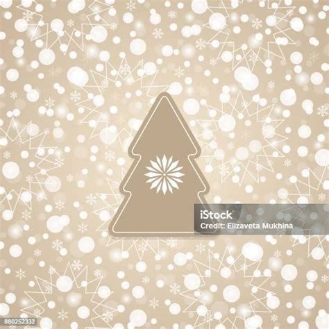 기쁜 성 탄과 새 해 복 많이 받으세요 눈송이와 아이콘 벡터 갈색과 흰색 절연된 패치워크 트리 기호입니다 겨울 그림입니다 눈 배경 장식 디자인 인사말 카드 축 하에 대 한