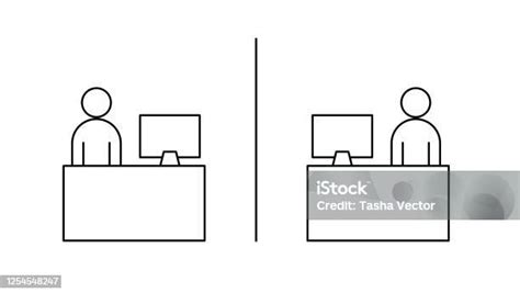 사무실 칸막이로 분리 된 책상에 앉아있는 두 사람 직장에서 새로운 정상 벡터에 대한 스톡 벡터 아트 및 기타 이미지 벡터 사무실 사회적 거리두기 Istock