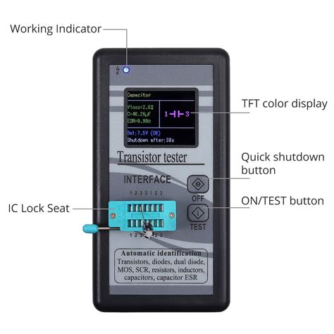 Buy Digital Transistor Tester Mosfet Transistor Capacitor Tester With