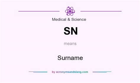 SN Surname In Medical Science By AcronymsAndSlang