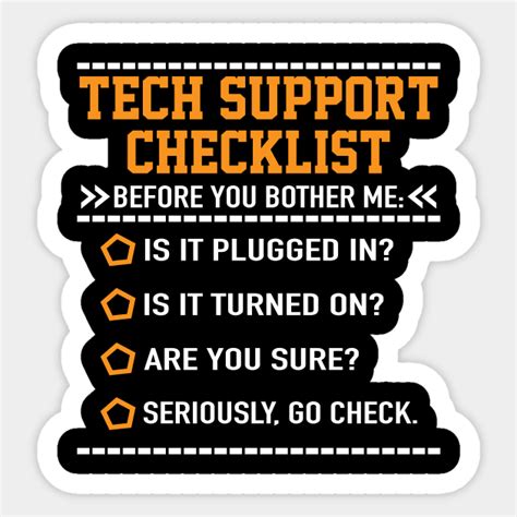 Funny Tech Support Checklist Sysadmin Funny Tech Support Checklist
