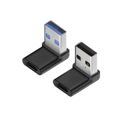 Herfair 90 Degree USB To USB C Adapter 2 Pack Right Angle USB C Female To USB Male Converter