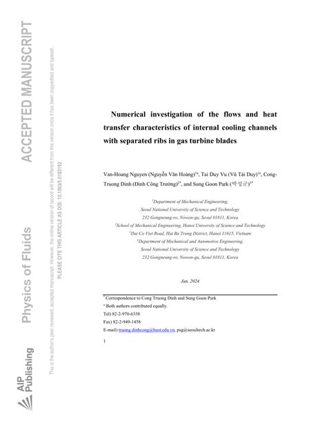 Pdf Numerical Investigation Of The Flows And Heat Transfer Characteristics Of Internal Cooling