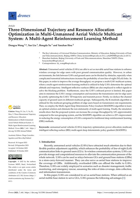 Pdf Three Dimensional Trajectory And Resource Allocation Optimization In Multi Unmanned Aerial