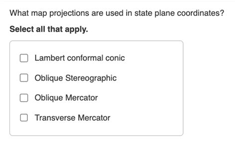 Solved What Map Projections Are Used In State Plane