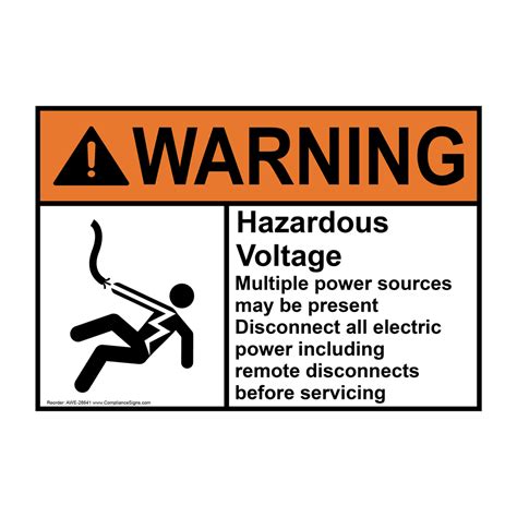 Warning Sign Hazardous Voltage Multiple Power ANSI Electrical
