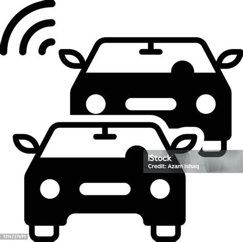 자율 주행 커넥티드 카 컨셉 차량 연결 벡터 아이콘 디자인 자율 주행 차량 기호 로보카 사인 자율 주행 시스템 스톡 일러스트 0