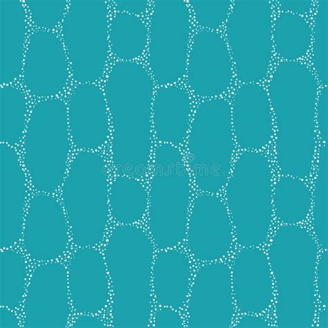 Hand Drawn Organic Abstract White Cell Structure Design Seamless Vector Pattern On Aqua Blue