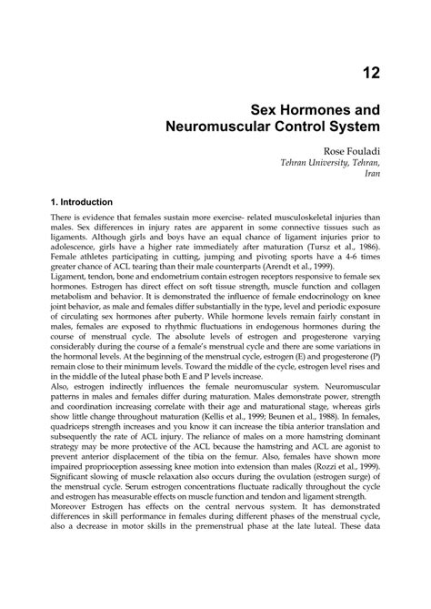 Pdf Sex Hormones And Neuromuscular Control System