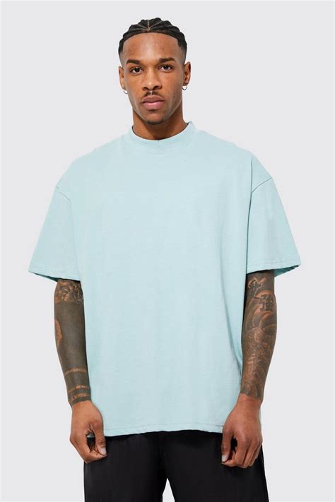 Oversized Extended Neck Heavy Weight T Shirt Boohoo Uk