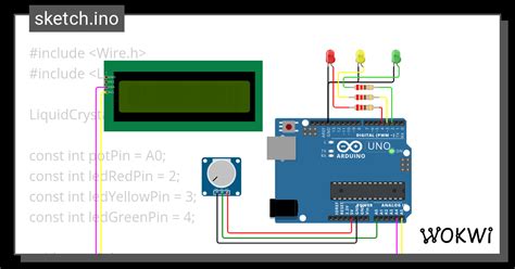Project 05 Pot Dengan Lcd Dan Led Wokwi ESP32 STM32 Arduino Simulator