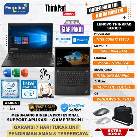 Jual Laptop Lenovo Thinkpad T Core I U Inch Fhd Ram Gb Gb Shopee Indonesia