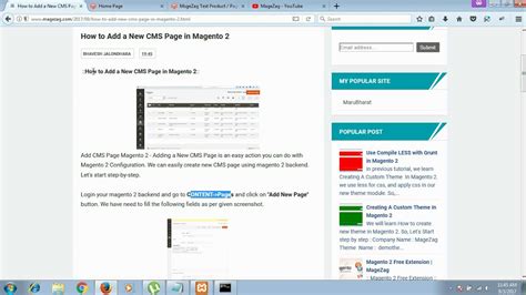 how to add a new cms page in magento 2 youtube