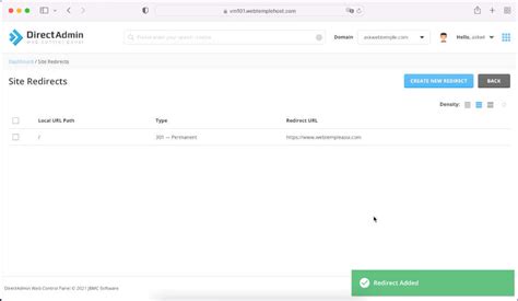 directadmin site redirection web temple blog