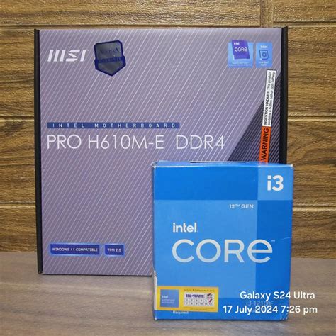 Cpu Intel Core I3 12100f 4c 8t Msi Pro H610m E Ddr4 Lga 1700 มือ2 มีประกันศูนย์ไทย