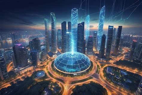 Premium Photo Big Data Connection Technology Cityscape Telecommunication And Communication