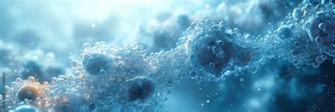 Abstract Microscopic Cellular Structure A Blue Symphony Of Bubbles And Organic Forms Stock
