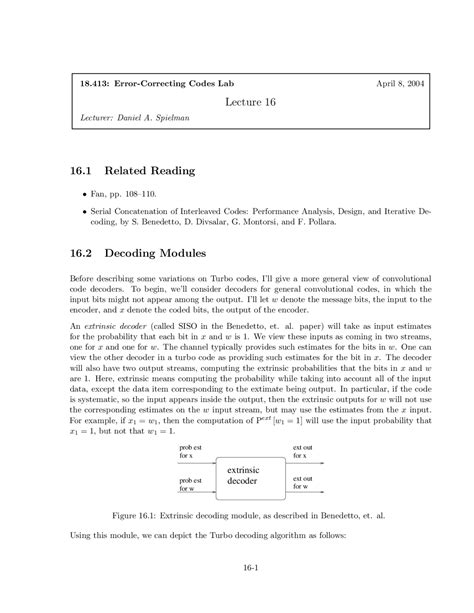 Error Correcting Codes Lab 16 Lecture Slide Engineering Docsity