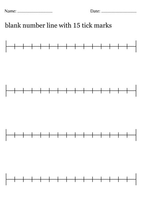 Blank Number Line With 15 Tick Marks Blank Number Line 0 15 Worksheet