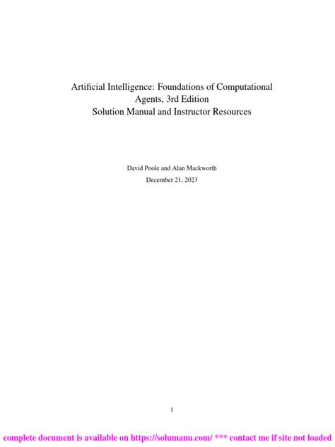 Solutions For Problems In Artificial Intelligence Foundations Of